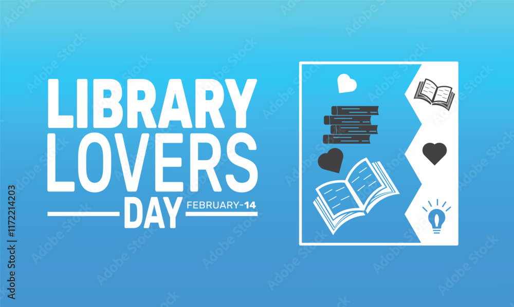 February is Library Lovers Day background template. Perfect for banners ...