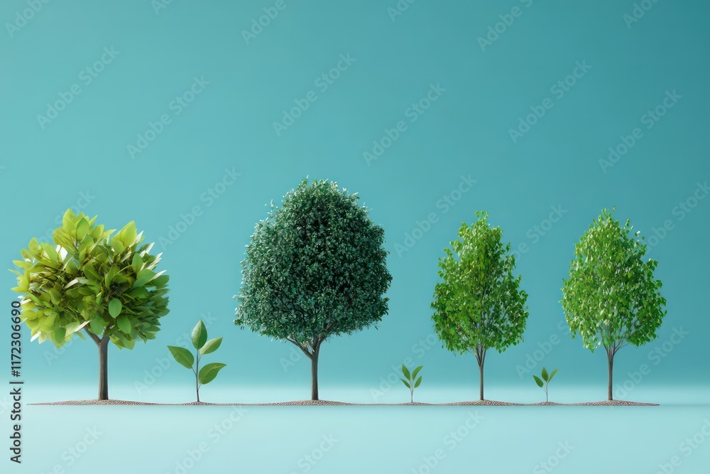 A 3D animation showing the progression of a tree growing from a ...