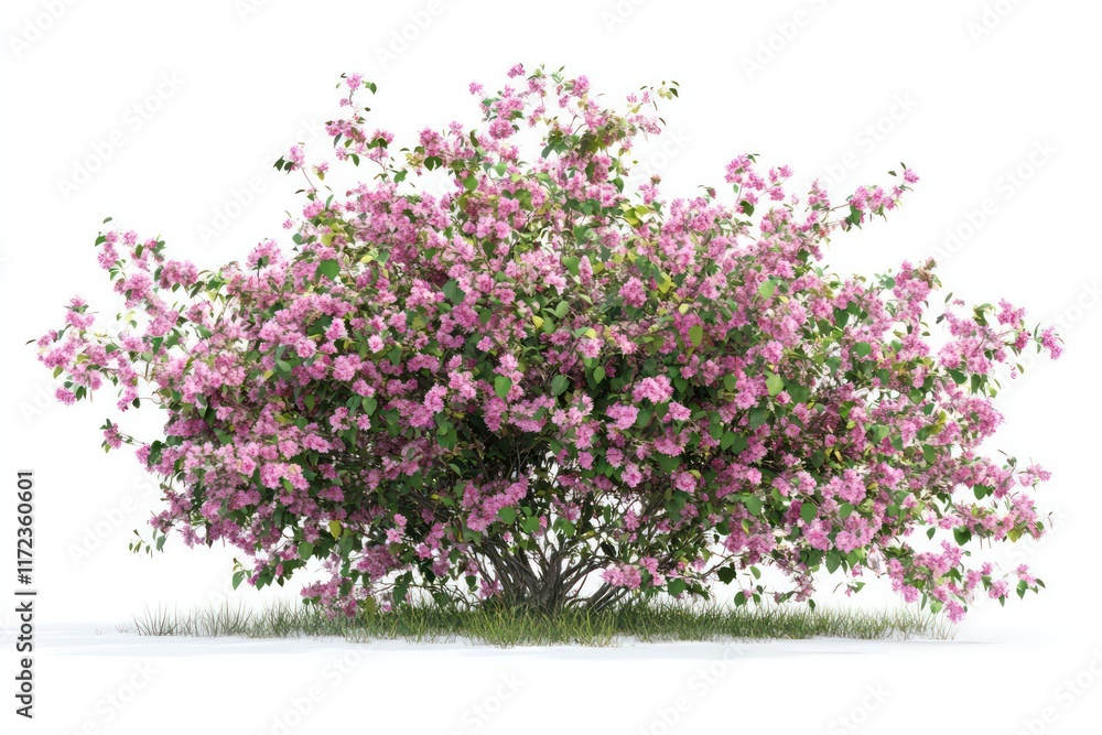 Animated flowering shrubs of Leucophyllum with detailed textures and ...
