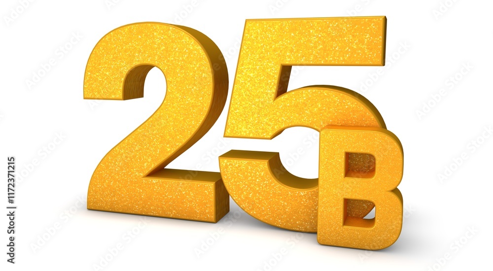 25B 3D isolated with gold shade Color on white background, 3D ...