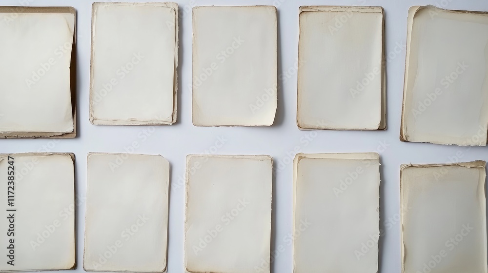 Stack of blank A4 paper sheets arranged on a white background for ...