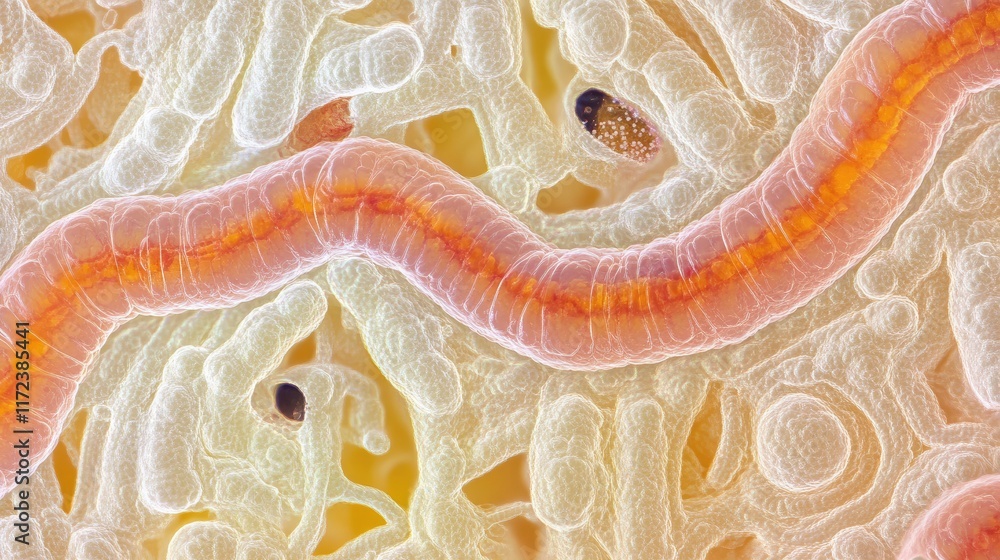 Nematode Parasitic Worm Under Microscope Displaying Unique Structures ...