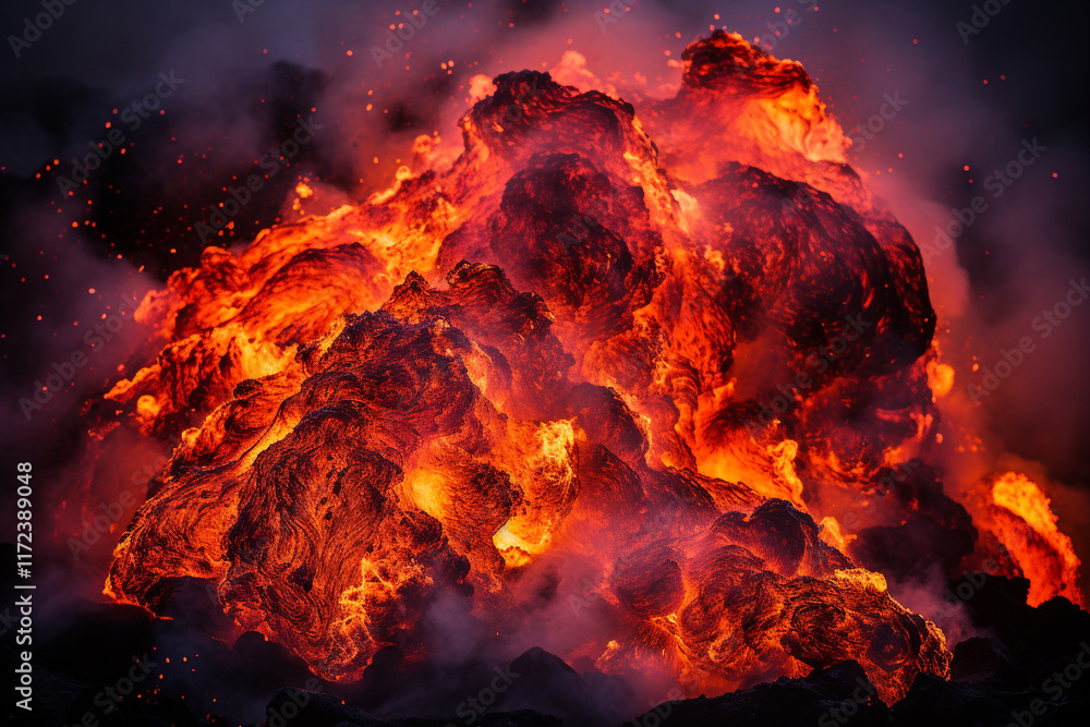 awe-inspiring display of a volcanic eruption with its explosive force ...