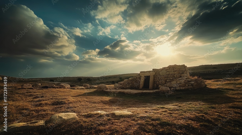 Neolithic Temples of Mnajdra Under Dramatic Sky at Sunset in Malta ...
