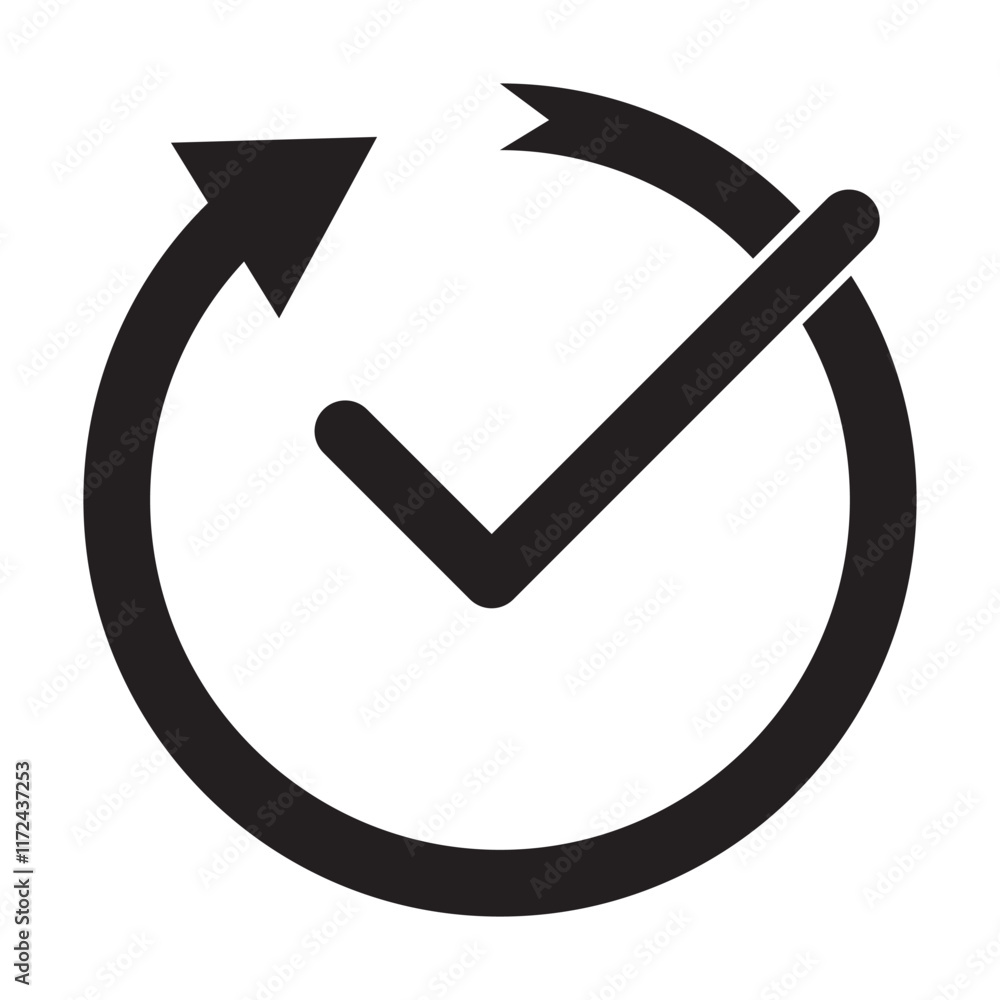 black right tick check mark on white circle background over transparent ...