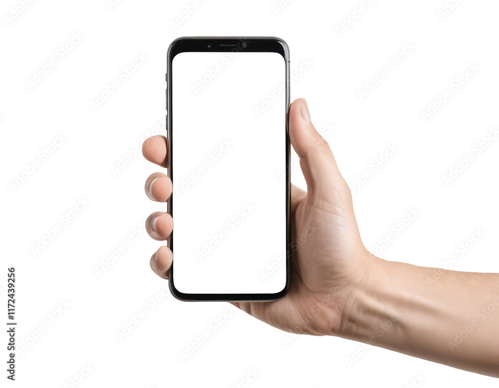 Modern Transparent Smartphone Mockup in Hand - PNG for Custom ...