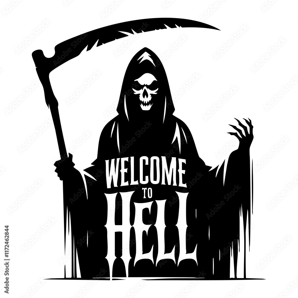 Grim Reaper Silhouette Vector Illustration with the text "Welcome to ...