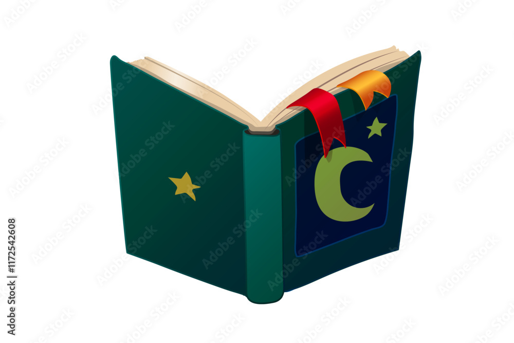 vector cartoon object illustration. Old open book. Bedtime stories ...