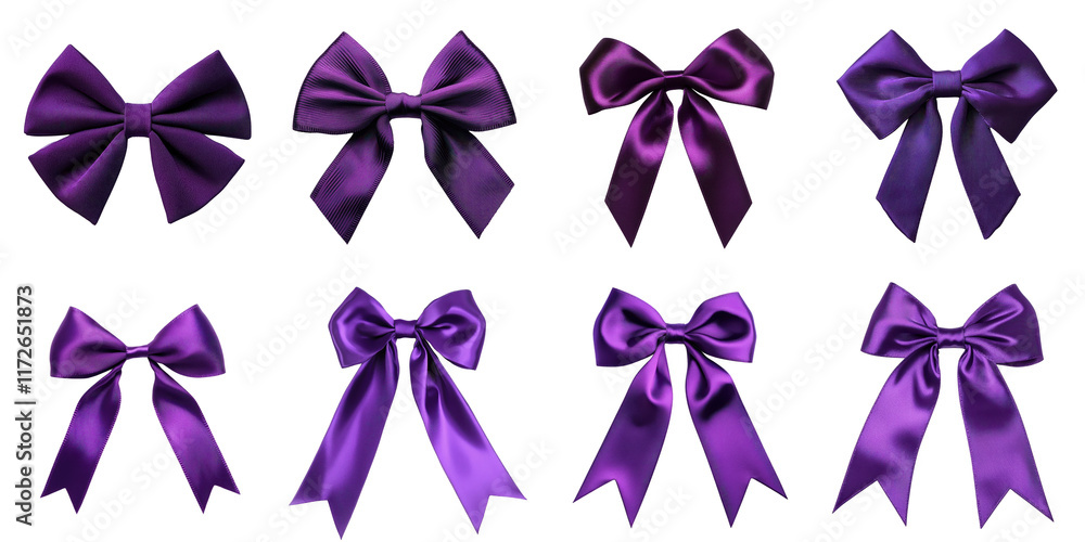 Purple bow transparent sample mockup isolated png with no background ...