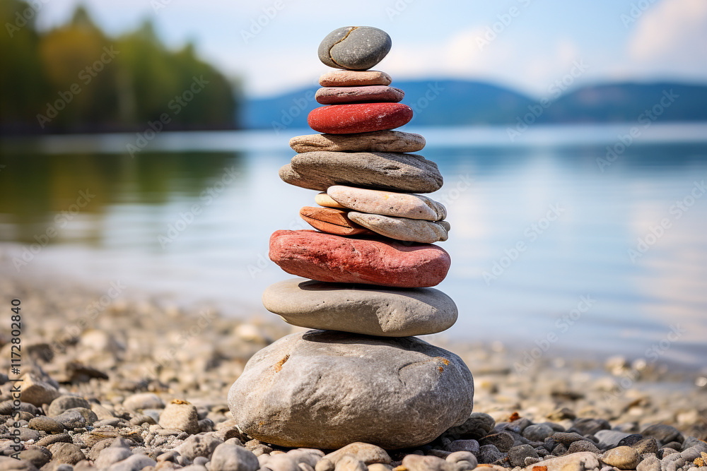 A detailed image of river rocks stacked on beach, highlighting their ...
