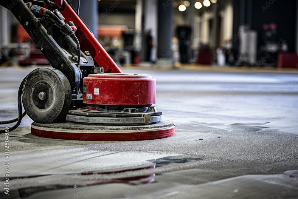 Floor polishing machine cleaning and polishing concrete floor in ...