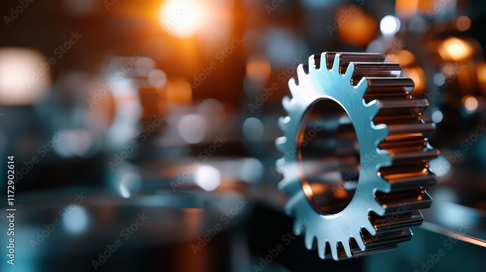 Distinctive gear design is shown suspended within an industrial ...