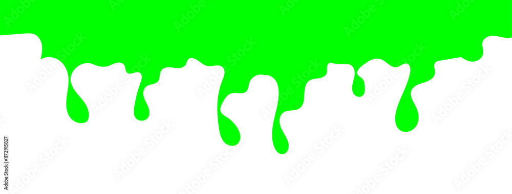 Dripping green goo with splashes and blot effects. Mucus texture blobs ...