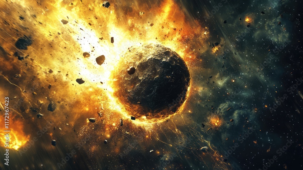Giant meteorite impacts on earth, asteroid in collision with earth ...