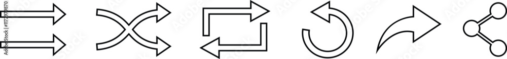 Simple arrows transmit sharing icon set. Depicting data exchange ...