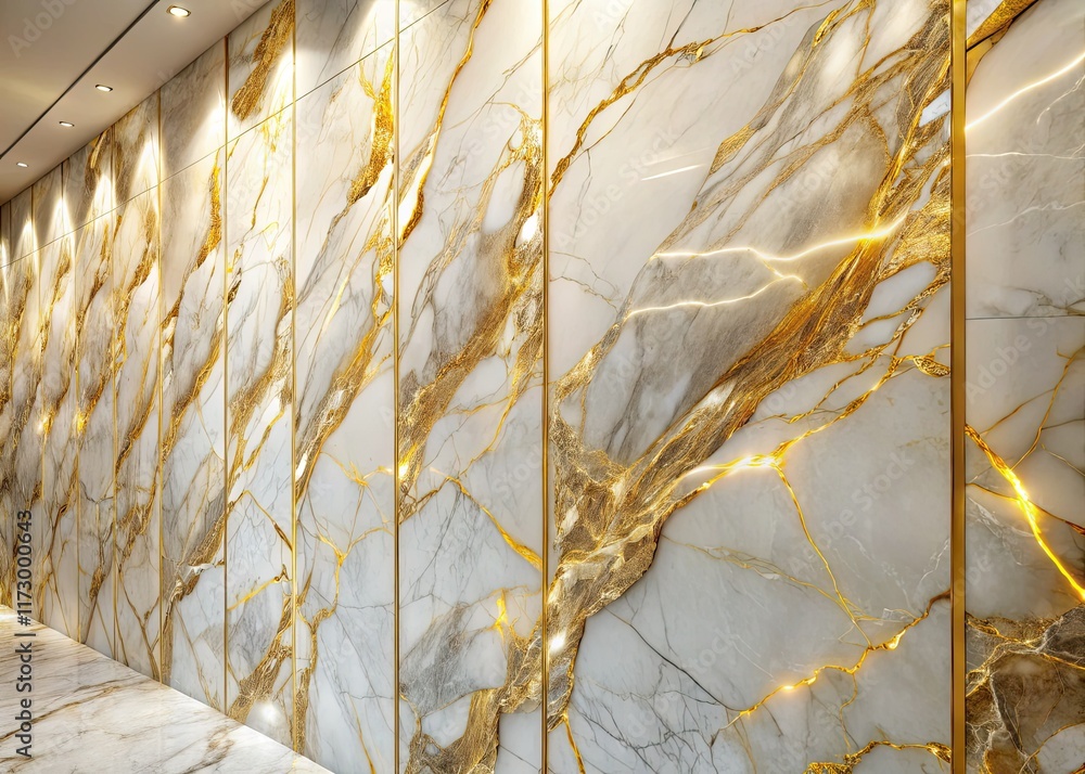 Luxurious Marble Wall, Gold Veining, Architectural Detail, Interior ...