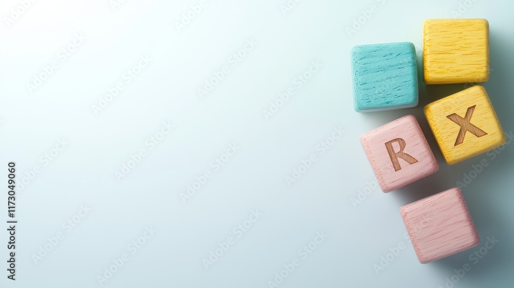 Colorful blocks displaying "RX" symbolize prescription medication ...