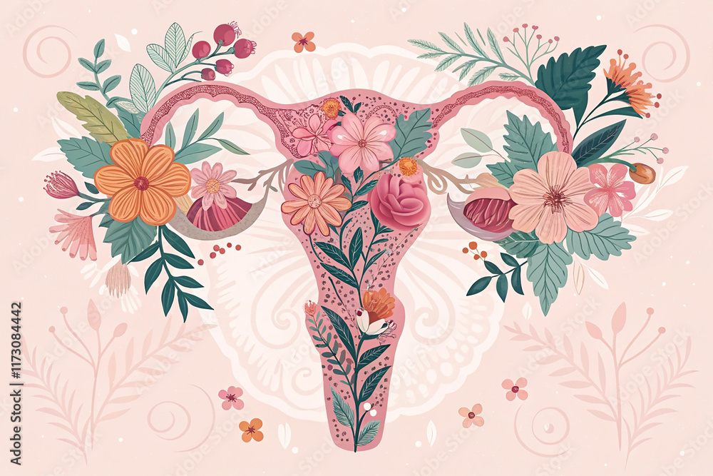 Abstract image of the uterus. female reproductive system made up of ...