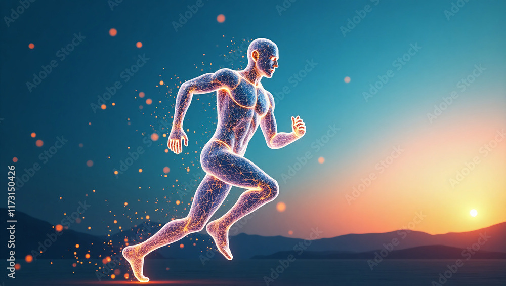 AI generative. 3d illustration low poly wireframe with triangle lines ...