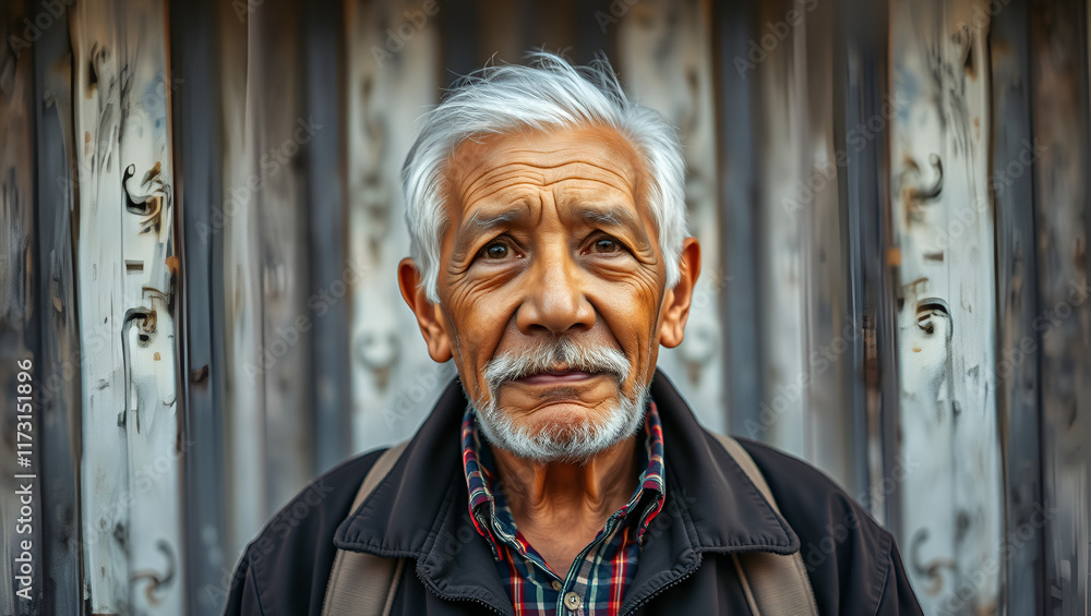 Lifestyle portrait photography of a Peruvian man in his 80s against an ...