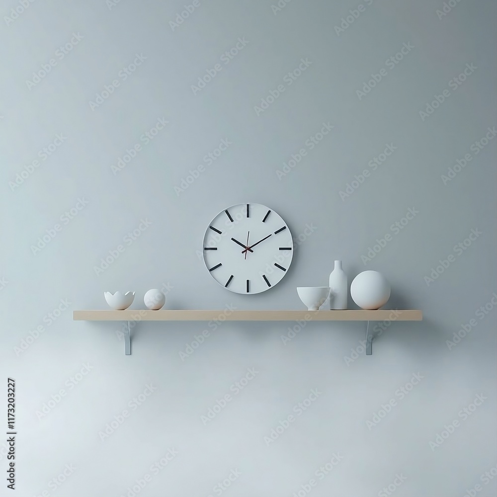 Clock on the wall. Modern Flat Design Clock with Minimalist Decorative ...