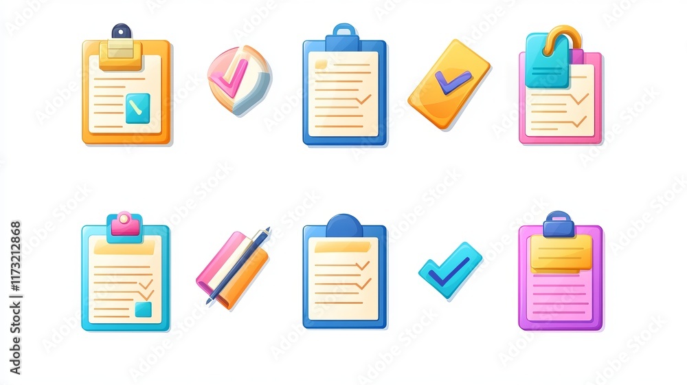 Checklist icon set featuring clipboard checklists and documents ...