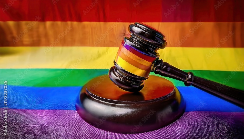 Gavel on LGBTQ Pride Flag Symbolizing Equality Rights Justice Legal ...