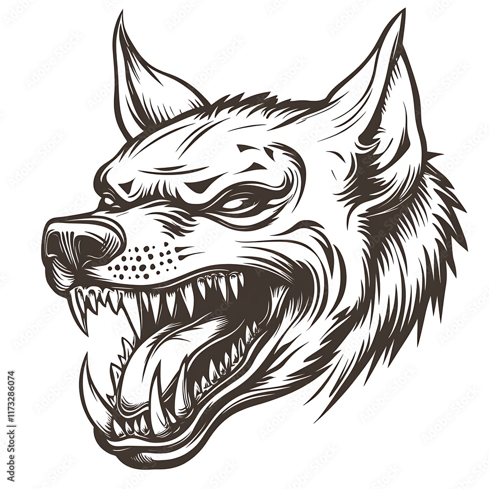 Angry wolf head vector, baring teeth. Stock Illustration | Adobe Stock