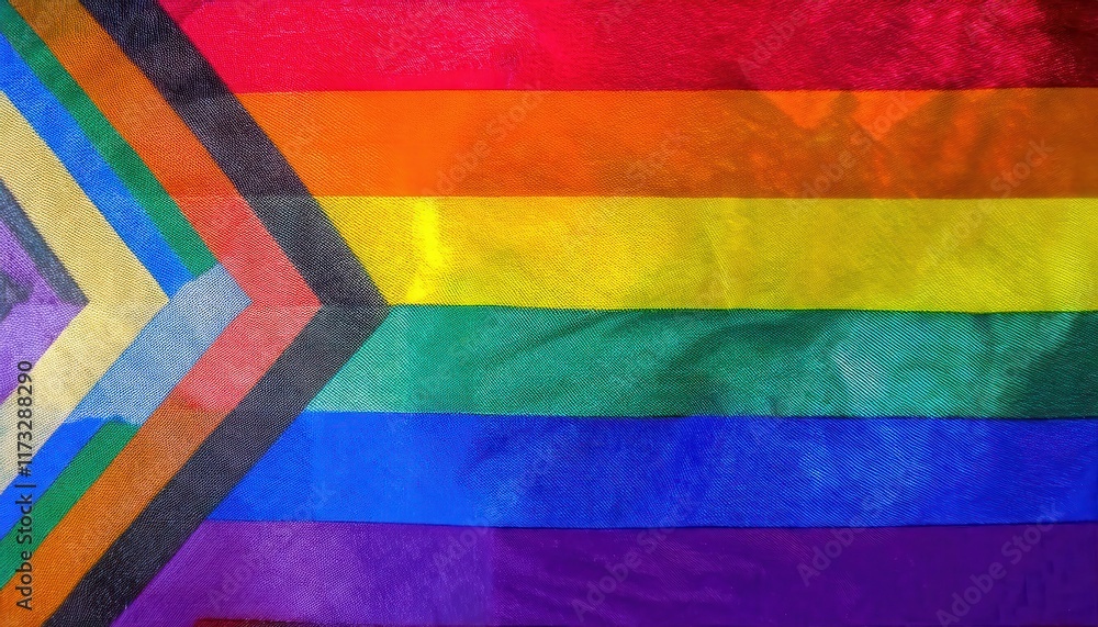 Inclusive Progress Pride Flag with Vibrant LGBTQ+ Rainbow Colors and ...