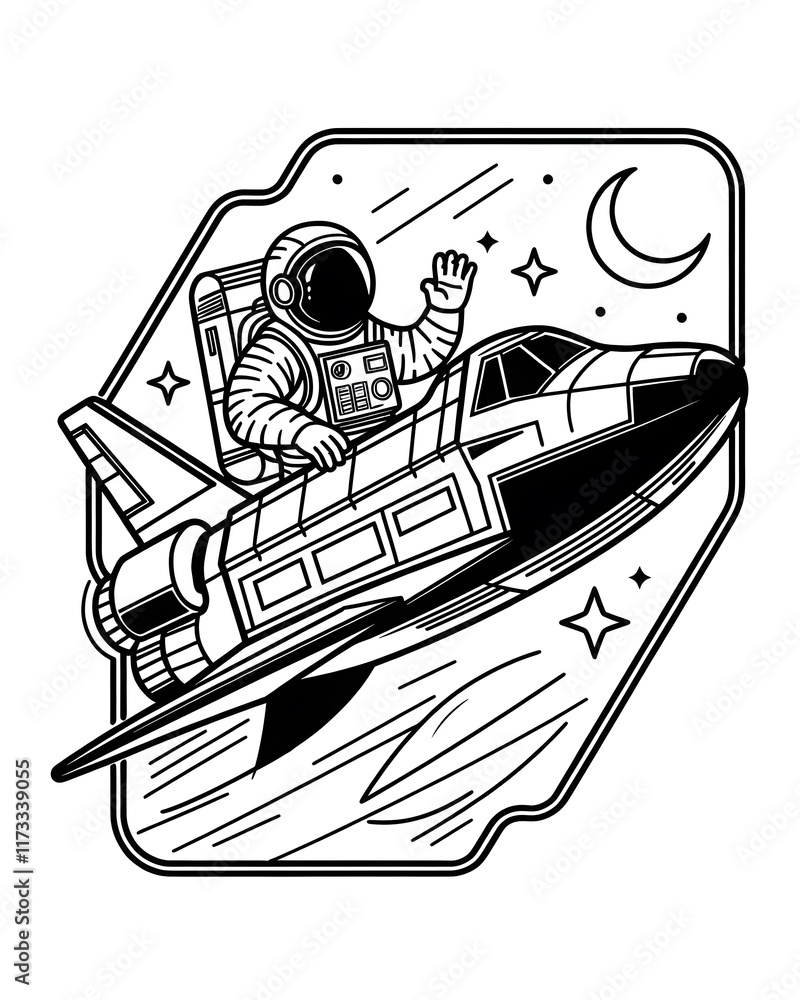 Cute astronaut in space outline line art coloring page, Kids coloring ...