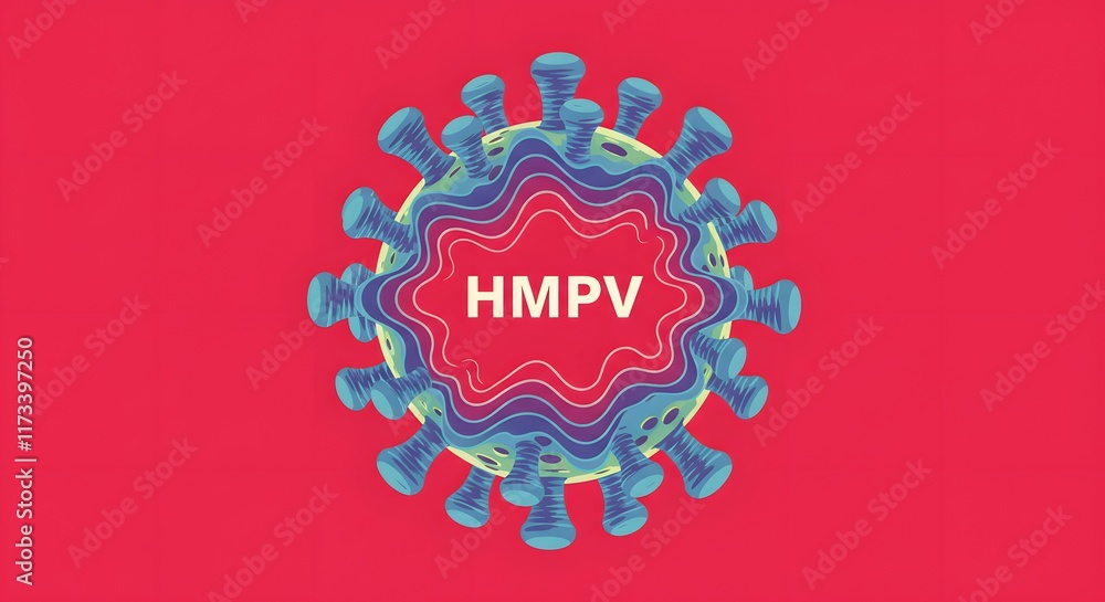 HMPV virus structure representation with abstract art in modern medical ...
