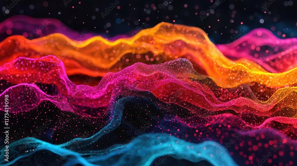 Ilustración de Stock Neural network algorithm visualized as layers of ... Ilustración de Stock Neural network algorithm visualized as layers of ...