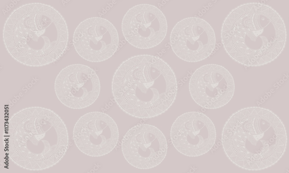 background image with Madhubani Painting Fish . Indian Folk Art Fish ...