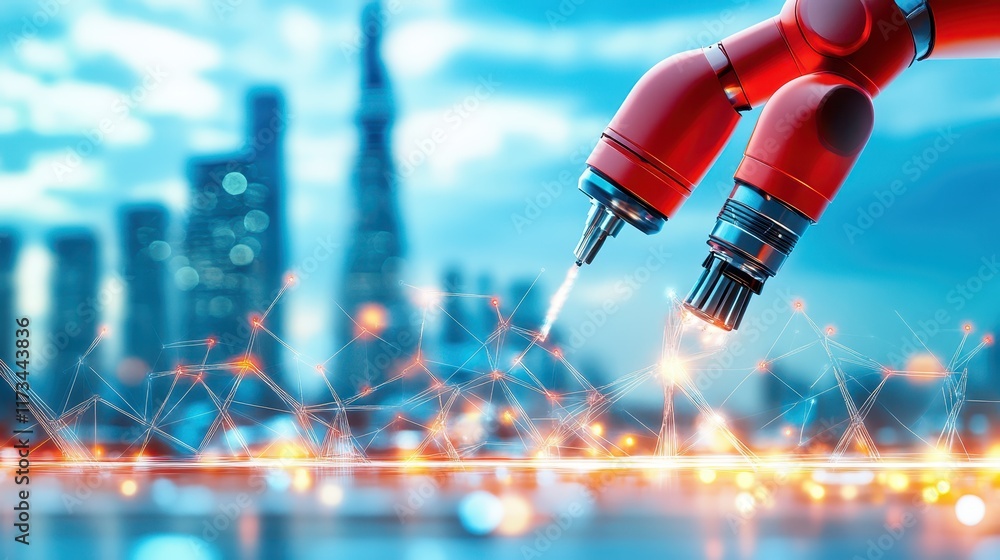 Red robot holding red object, glimpse into the future of robotics and ...