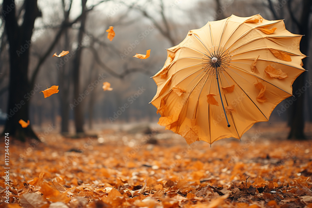 well-known depiction of a wind-blown umbrella, defying wind as it turns ...