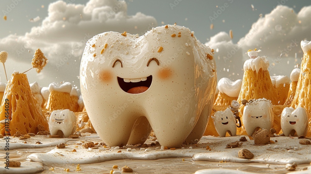 brave tooth character navigates mouth themed world facing sugary snacks ...
