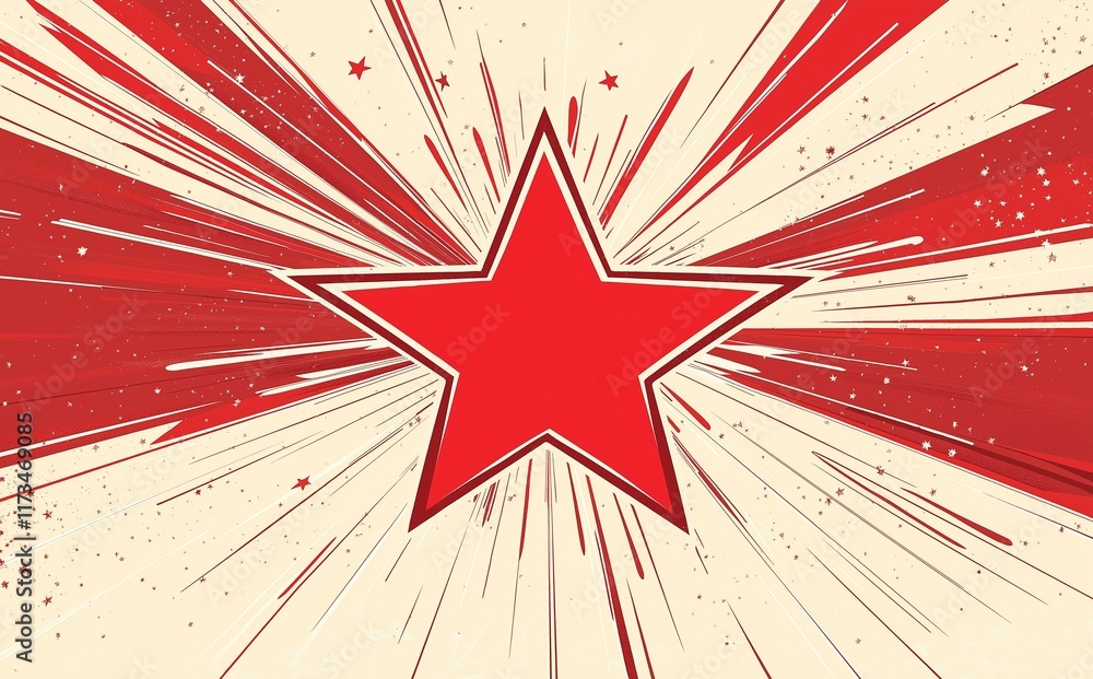Red star explosion background with white comic lines, simple vector ...