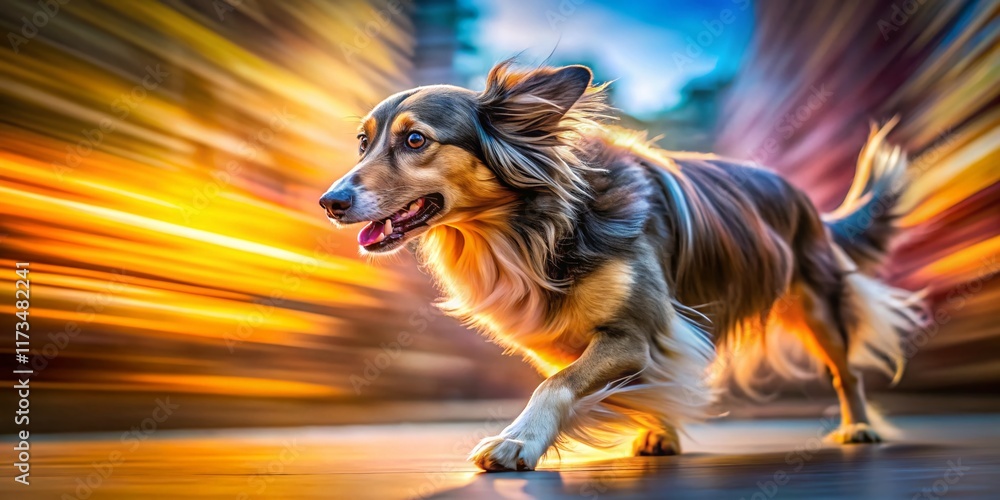 Playful Dog Bowing: Long Exposure Photography of Canine Fun Stock ...