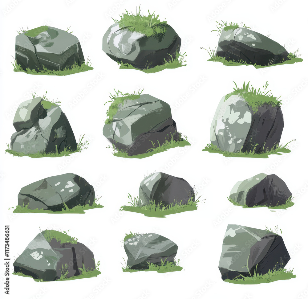 Cartoonish Rock Sprite Sheet for Game Design Stock Illustration | Adobe ...
