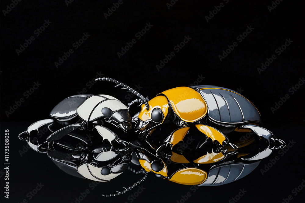 rare stag beetles collection displayed on matte black background Stock ...