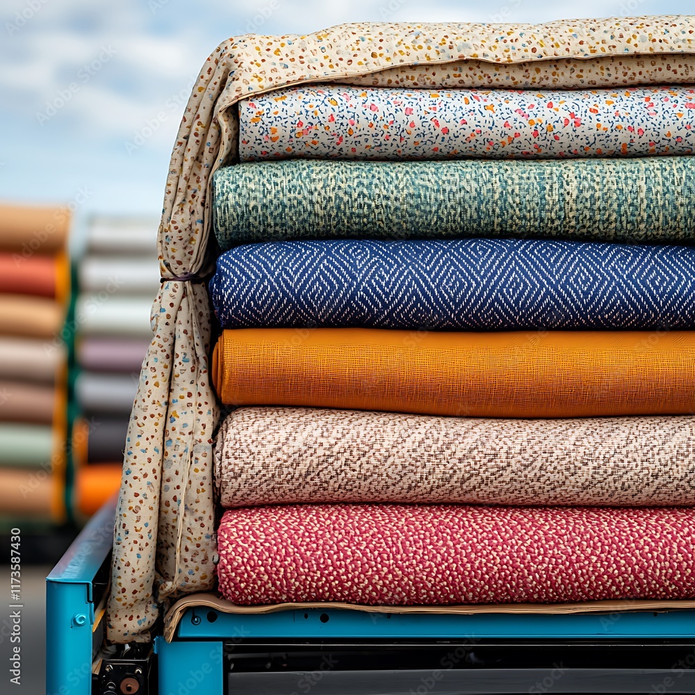 Eco-friendly logistics truck transporting fabrics maximizing efficiency ...