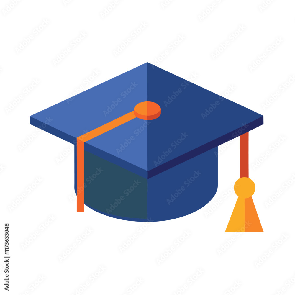 Graduation Cap 3D Vector Illustration - Cartoon, Clipart, and Line Art ...