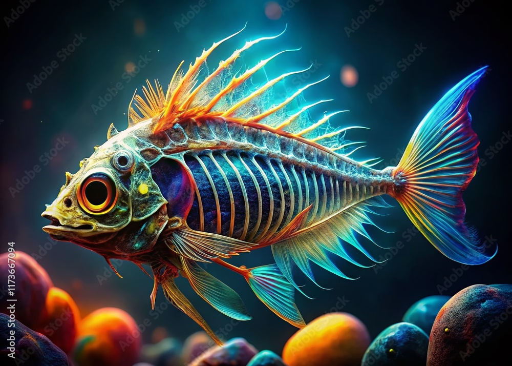 X-Ray Fish Anatomy: Skeletal Structure of a Tropical Fish, Detailed ...