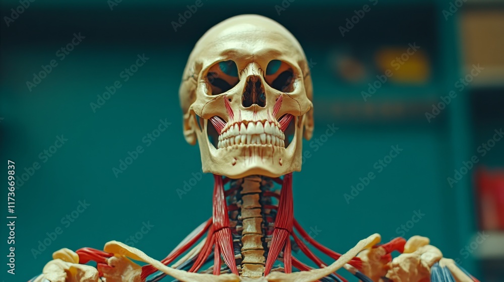 Anatomical model displaying the human skeleton and its intricate ...