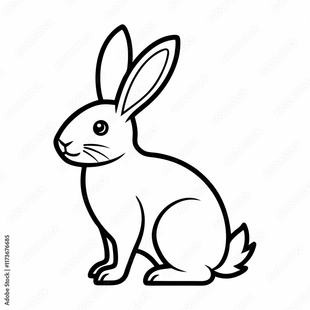 Rabbit line drawing, minimalist rabbit sketch, simple rabbit ...