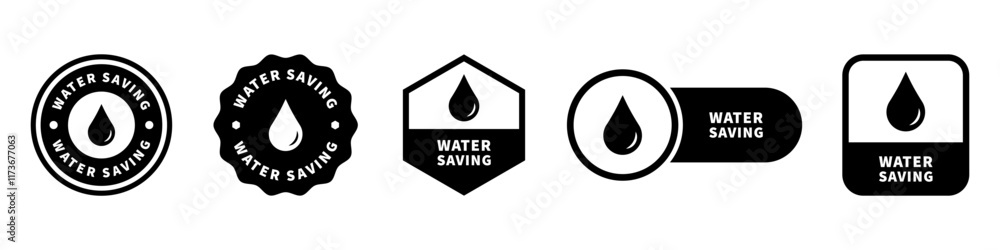 Water Saving - vector signs for labeling. Stock Vector | Adobe Stock