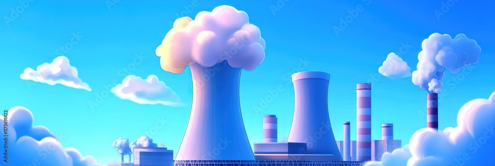 2D animated cartoon nuclear power plant Stock Photo | Adobe Stock