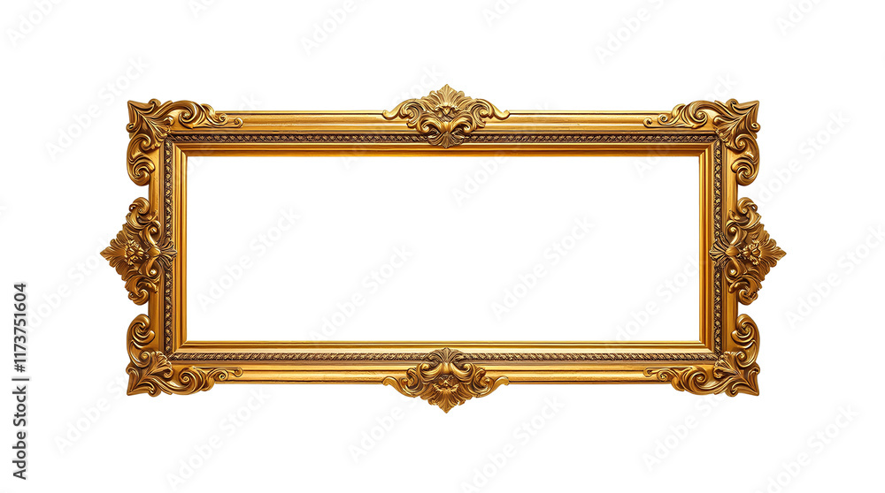 Photo of fancy gold frame isolated on transparent background Stock ...