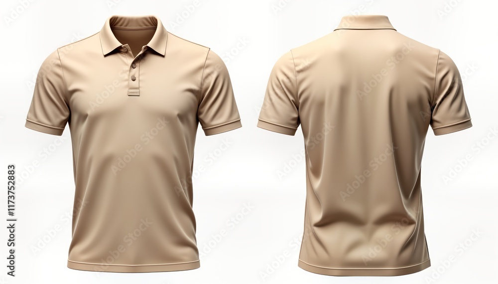 Photo Stock Beige polo shirt mockup front, back view. Blank template ...