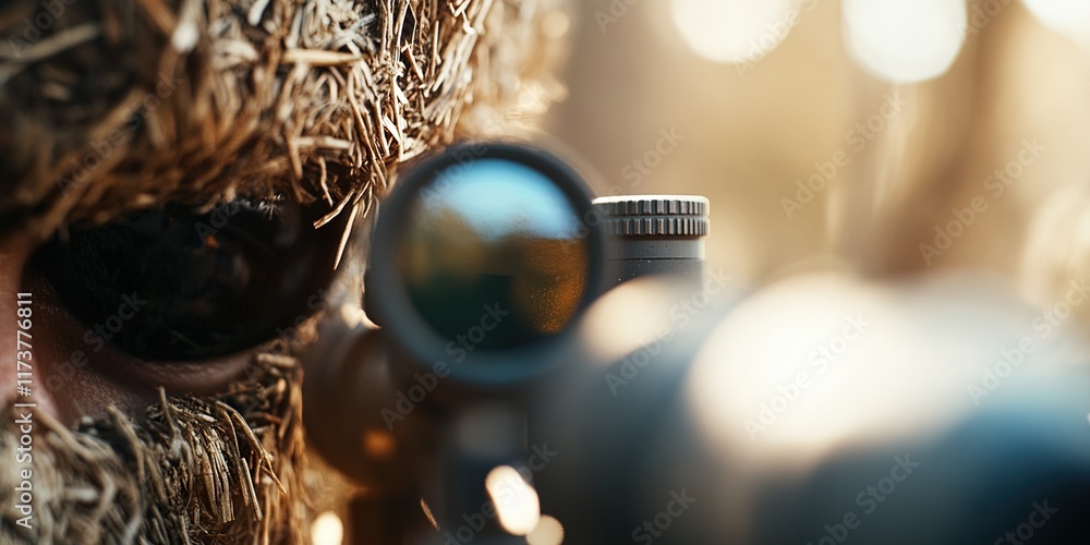 military sniper holding sniper rifle and looking in scope - long-range ...
